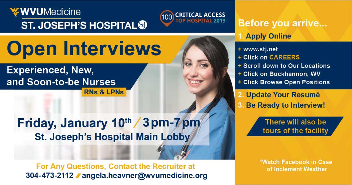 St. Joseph's Hospital to hold open interviews for nursing positions
