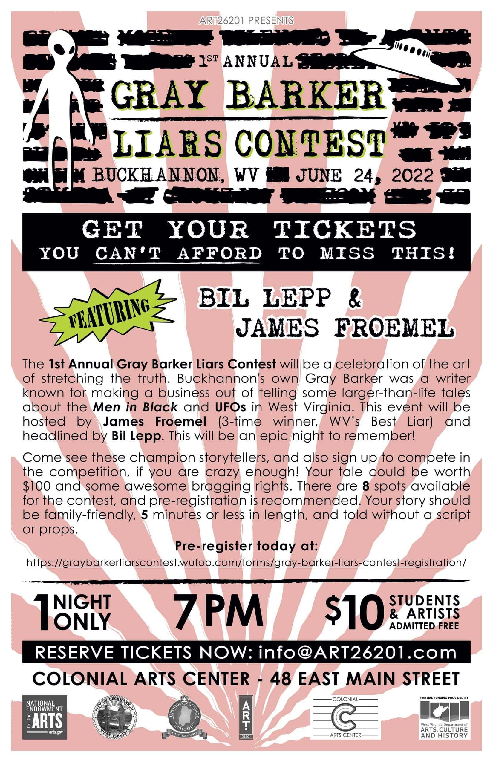 ART26201 to host Gray Barker Liars Contest featuring Bil Lepp
